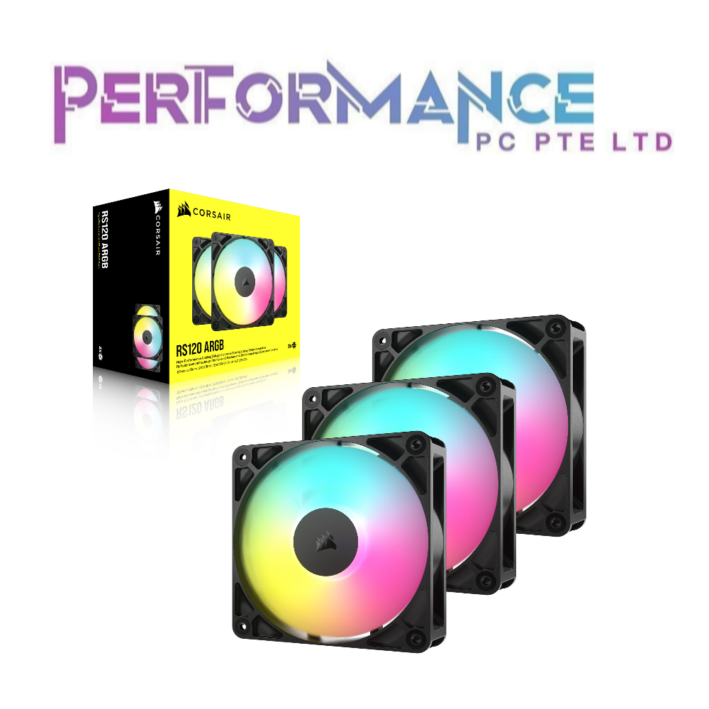 CORSAIR RS120 ARGB 120mm PWM Fans Triple Pack - BLACK/WHITE (5 YEARS W ...