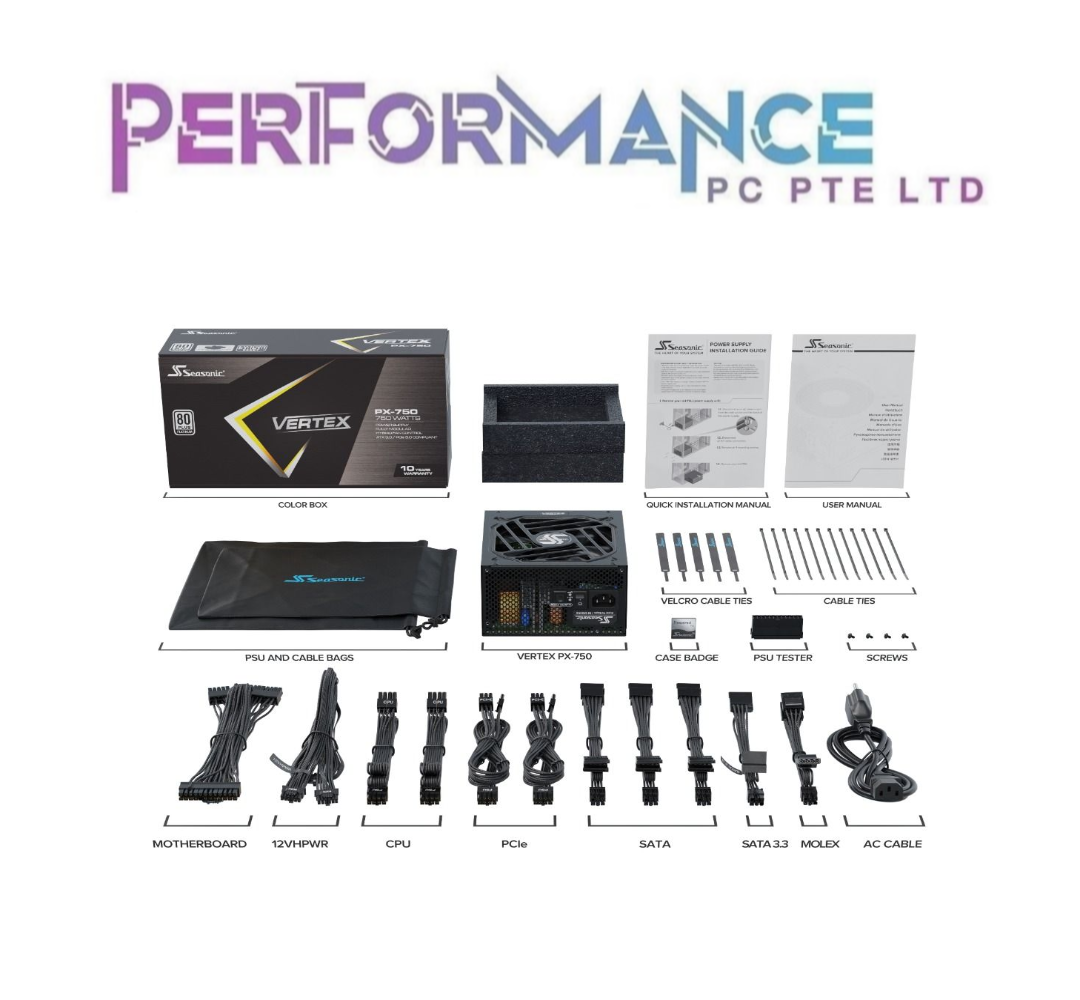 SEASONIC VERTEX PX 750W/850W/1000W/1200W FULLY MODULAR PLATINU POWER S – performance-pc-pte-ltd