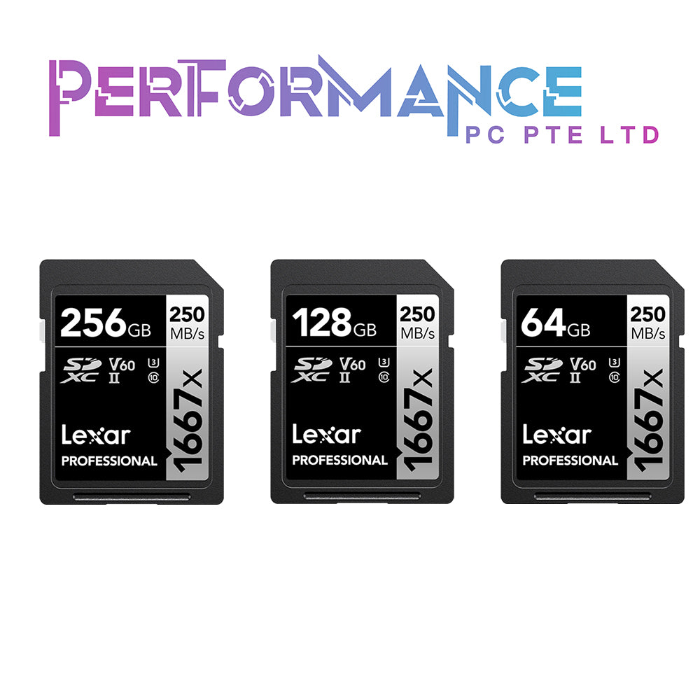 LEXAR Professional 1667x 256GB/128GB/64GB SDXC R250W80 MBs (SILVER Ser ...