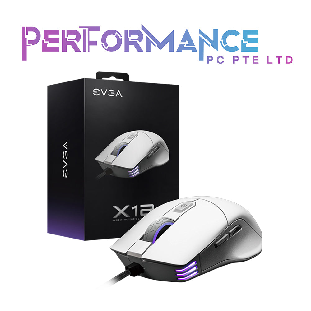EVGA X12 Mouse White 8000 DPI, Wired, White, Customizable, Dual Sensor ...